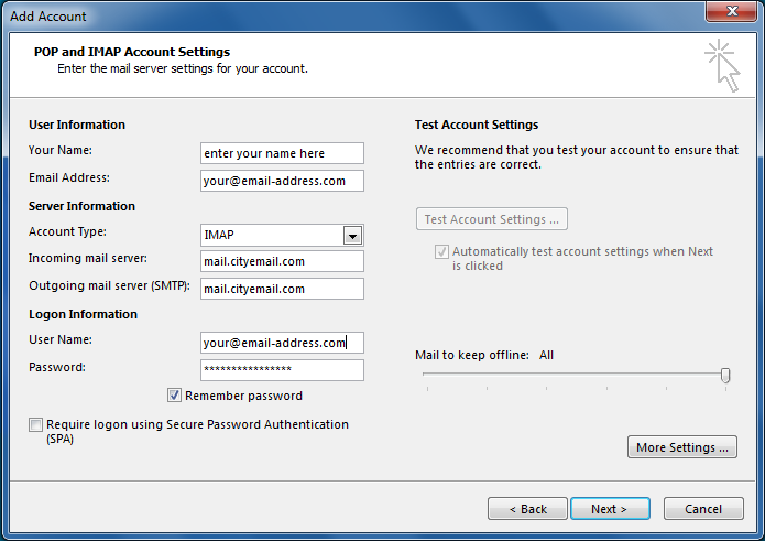 CityEmail - Desktop email client setup guides